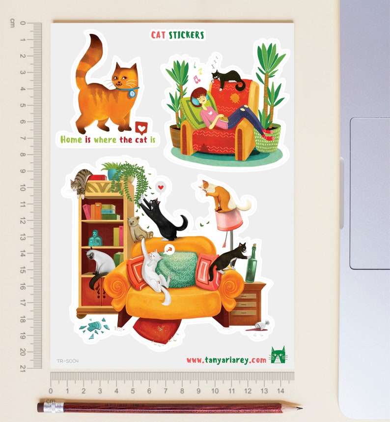 Cat Stickers Cute Cats Funny Sticker Vinyl Laptop Stickers - Etsy