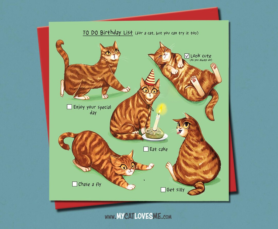 Funny Birthday Ginger Cat Card, Cat Lover Card, Orange Cat Birthday ...