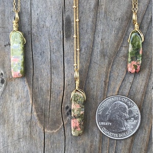 Unakite / Unakite Pendant / Unakite Necklace / Dainty Unakite Crystal ...