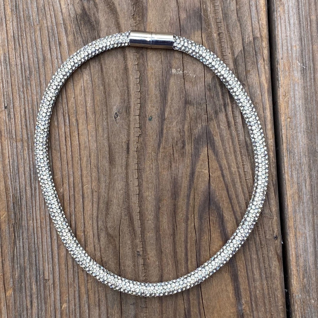 Choker / Rhinestone Choker / Silver Rhinestone Choker / Choker Necklace ...