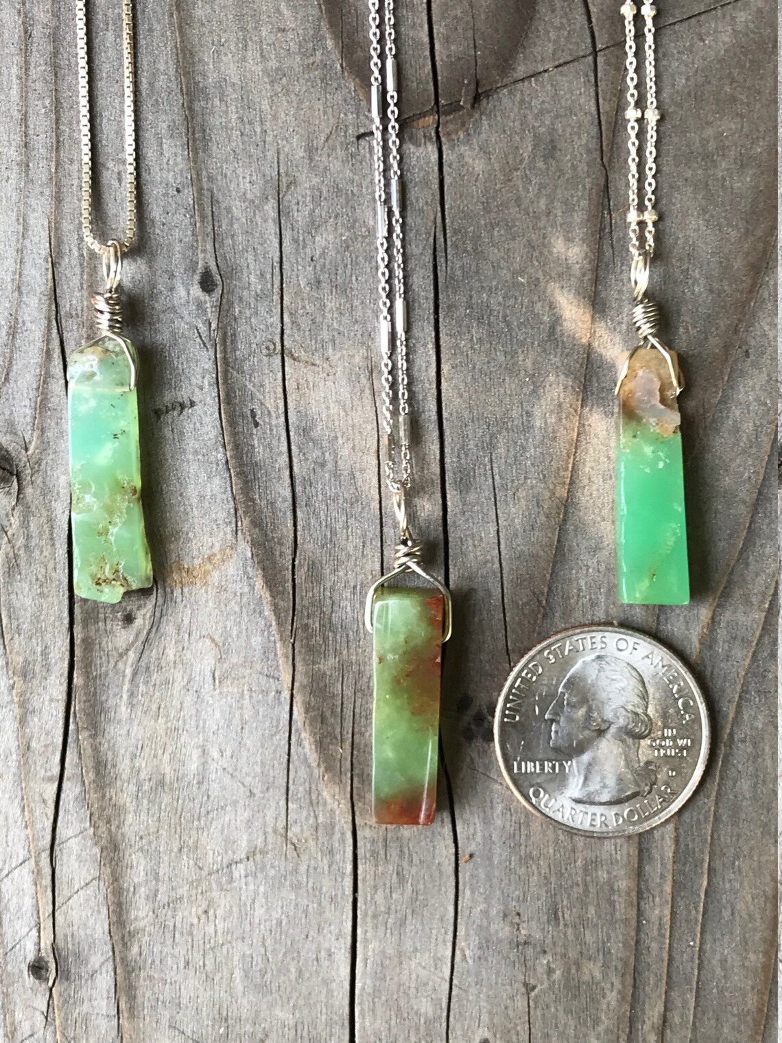 Chrysoprase Necklace / Chrysoprase Pendant / Dainty Chrysoprase ...