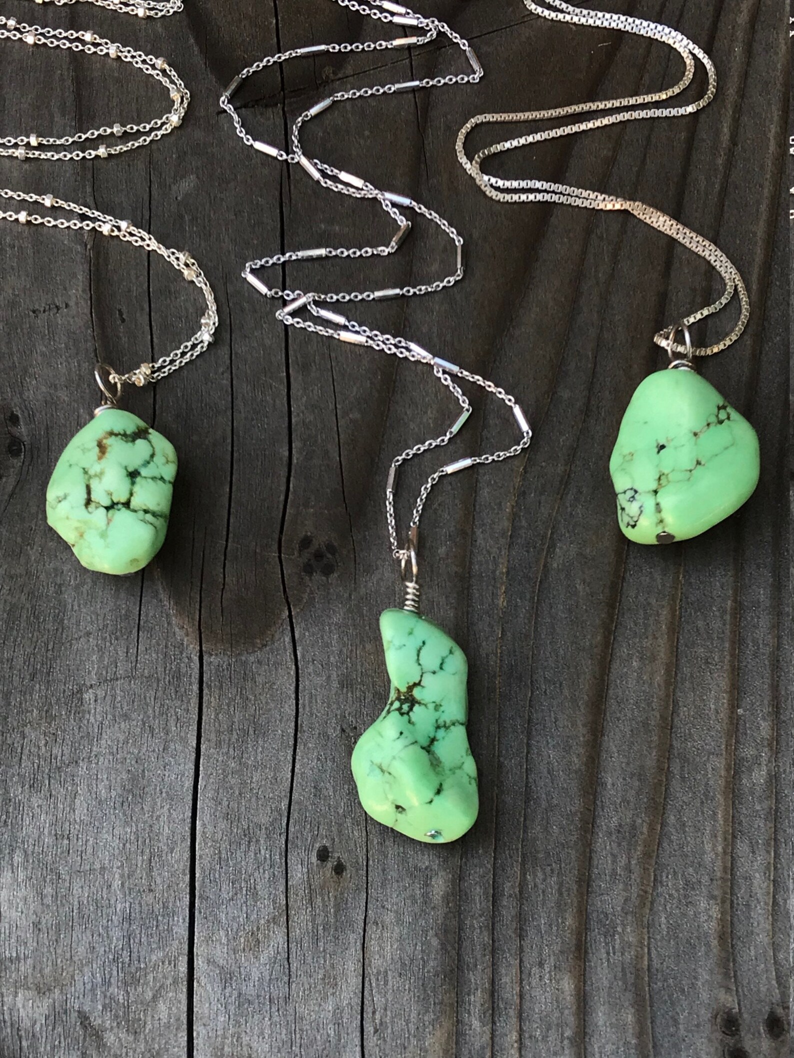 Howlite Howlite Pendant Howlite Necklace Green Howlite | Etsy