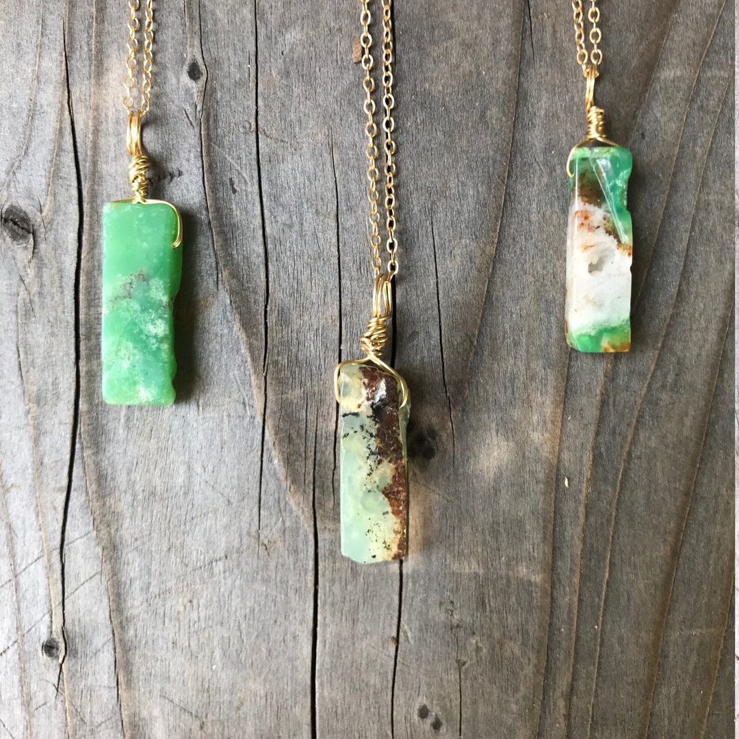 Chrysoprase Necklace / Chrysoprase Pendant / Dainty Chrysoprase ...