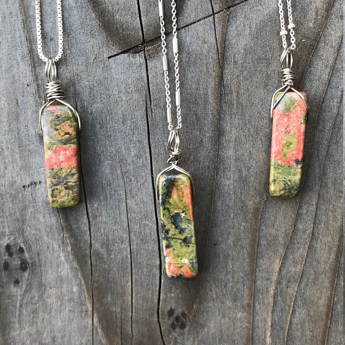 Unakite; Unakite Pendant; Unakite Necklace; Dainty Unakite Crystal ...