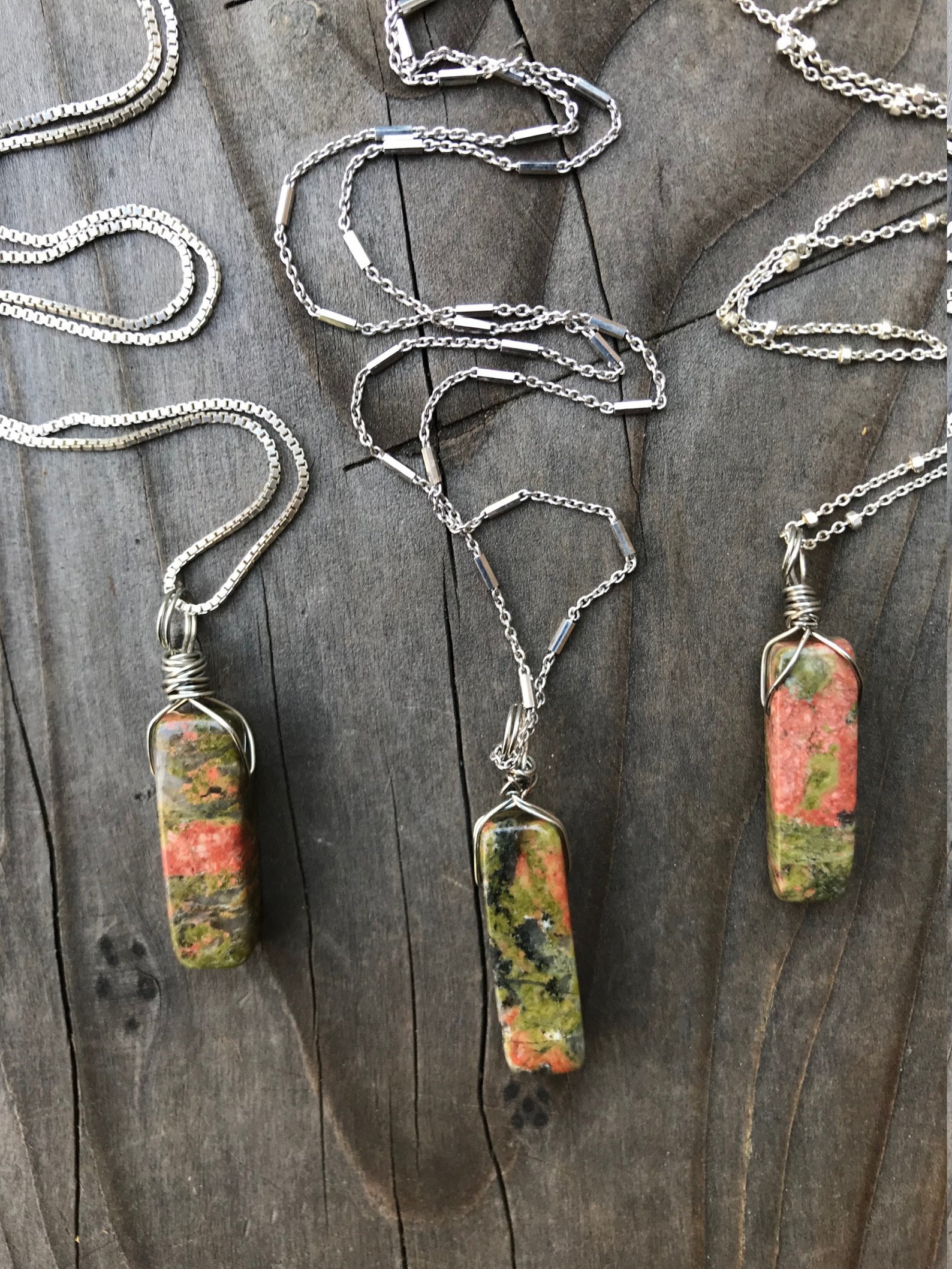 Unakite; Unakite Pendant; Unakite Necklace; Dainty Unakite Crystal ...