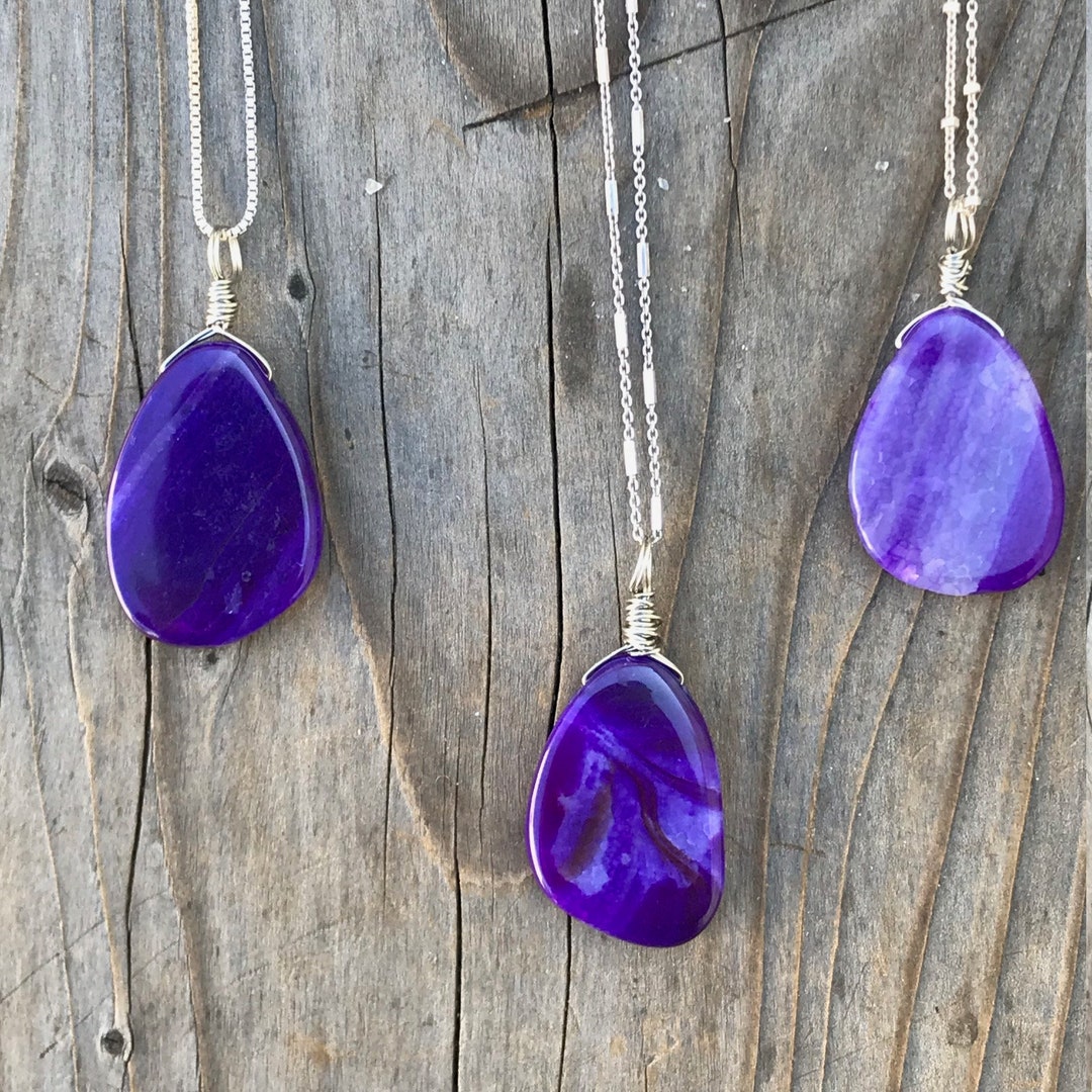Agate / Fire Agate / Purple Agate / Agate Pendant / Agate Necklace ...