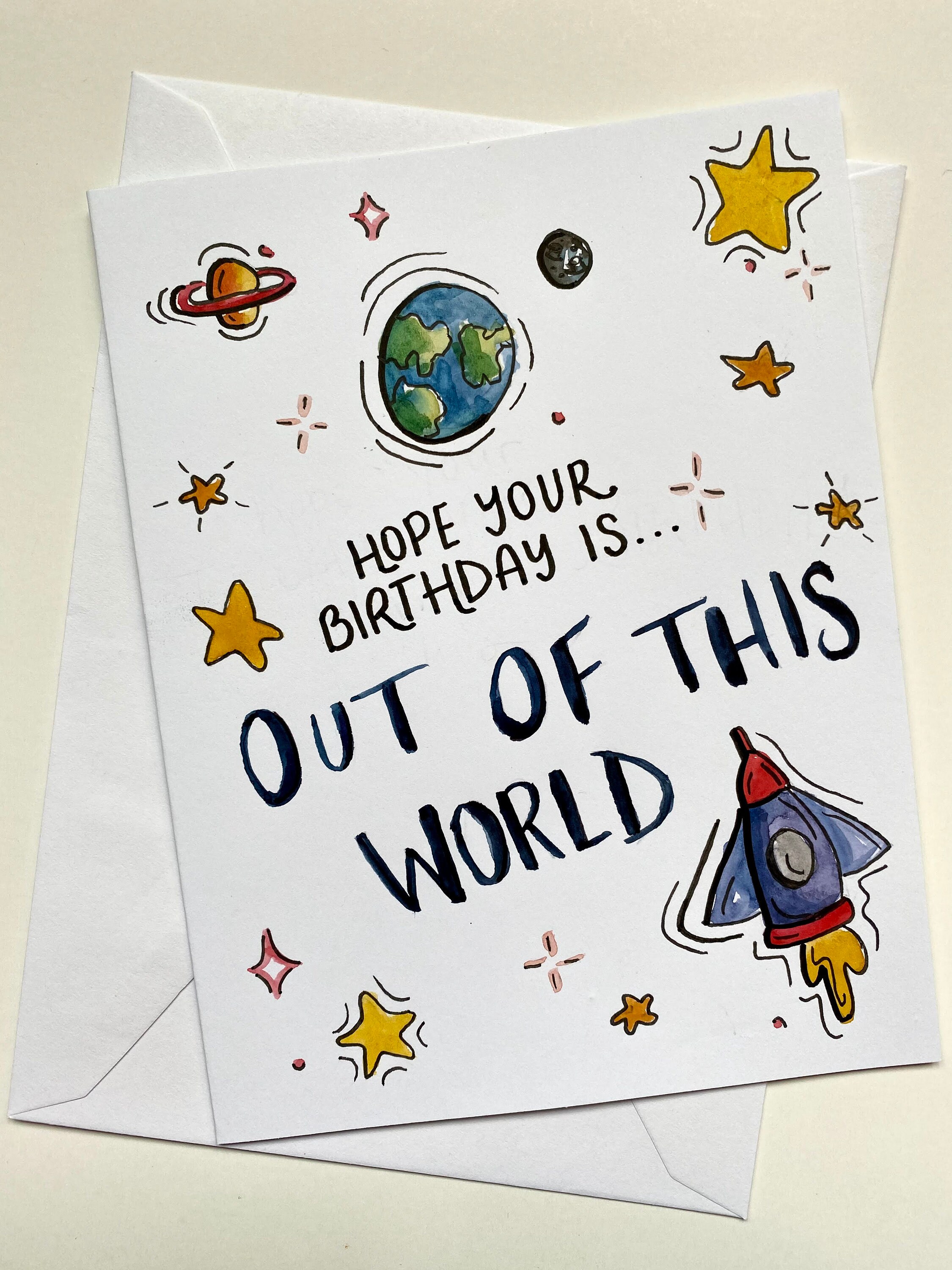 Outer Space Birthday Card Kid's Birthday Card Unique | Etsy