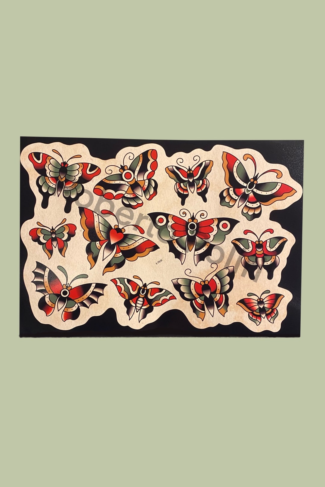 Traditional Tattoo Flash Butterfly A3 - Etsy