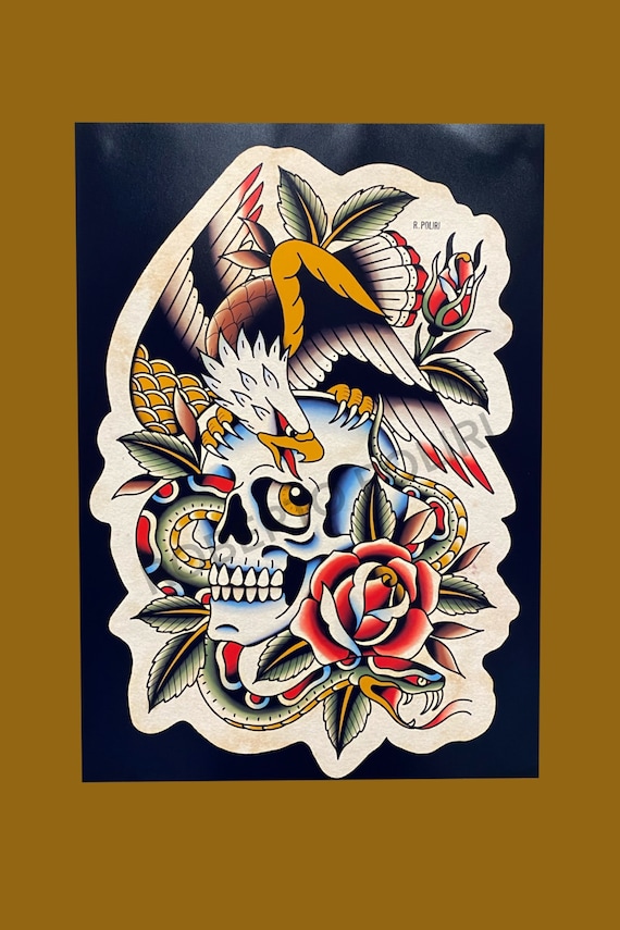 Traditional Skull Tattoo Design