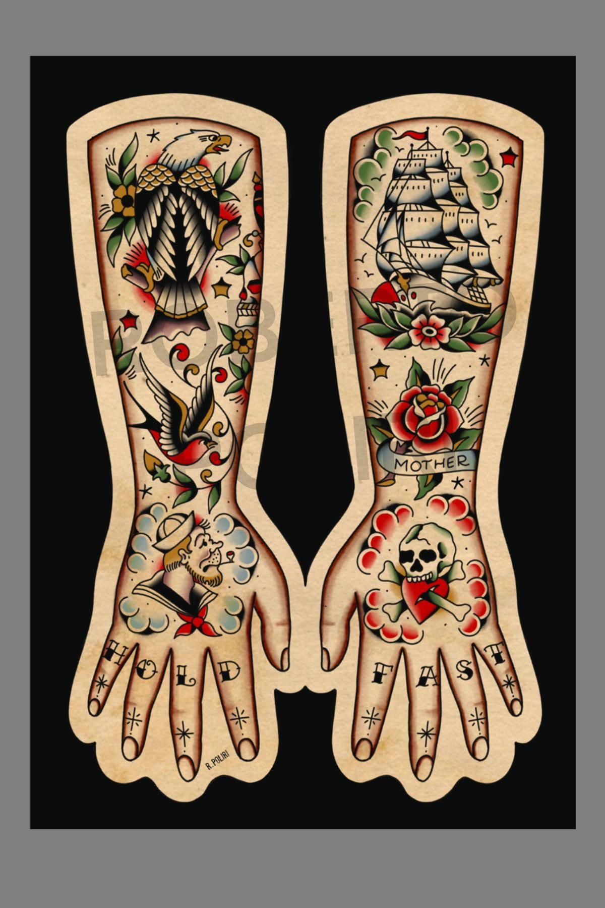 A3 Traditional Tattoo Print Sleeves - Etsy