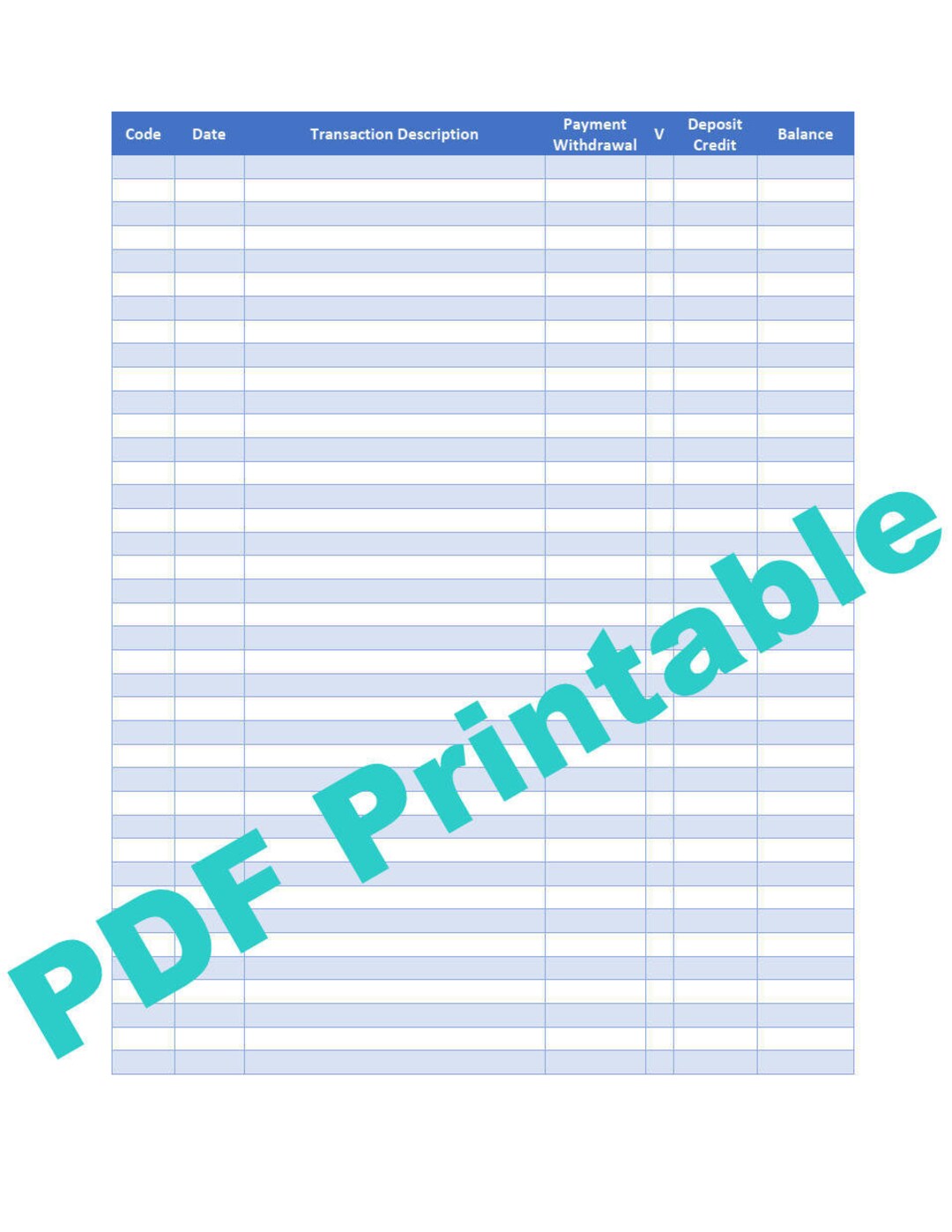 PDF Printable Simple Ledger Bank Account Information Budget Finance ...