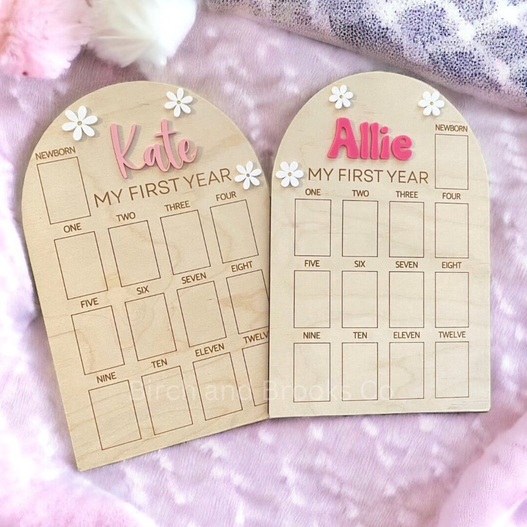 First Year Daisy Arch Photo Board Daisy One Year of Milestone Photo ...