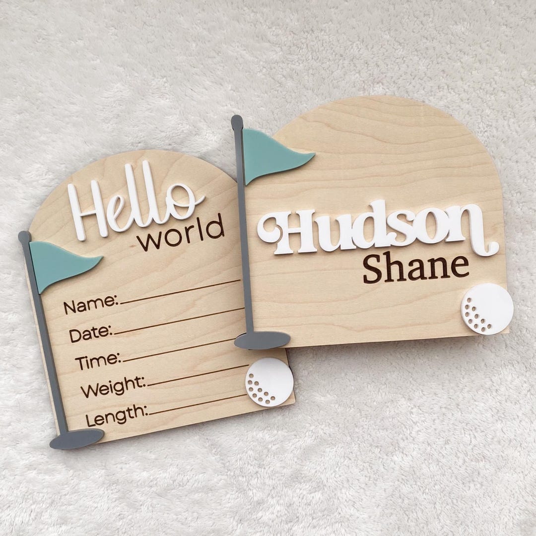 Golf Theme Baby Announcement Sign, Custom Name - Etsy