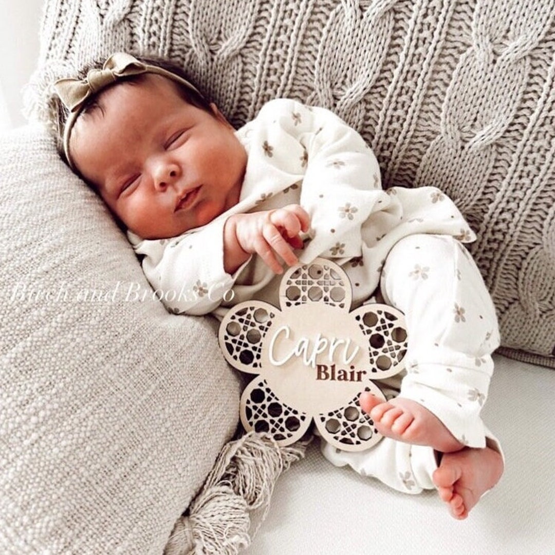 Baby Birth Announcement, Wooden Baby Name Sign, Girl Daisy Sign ...