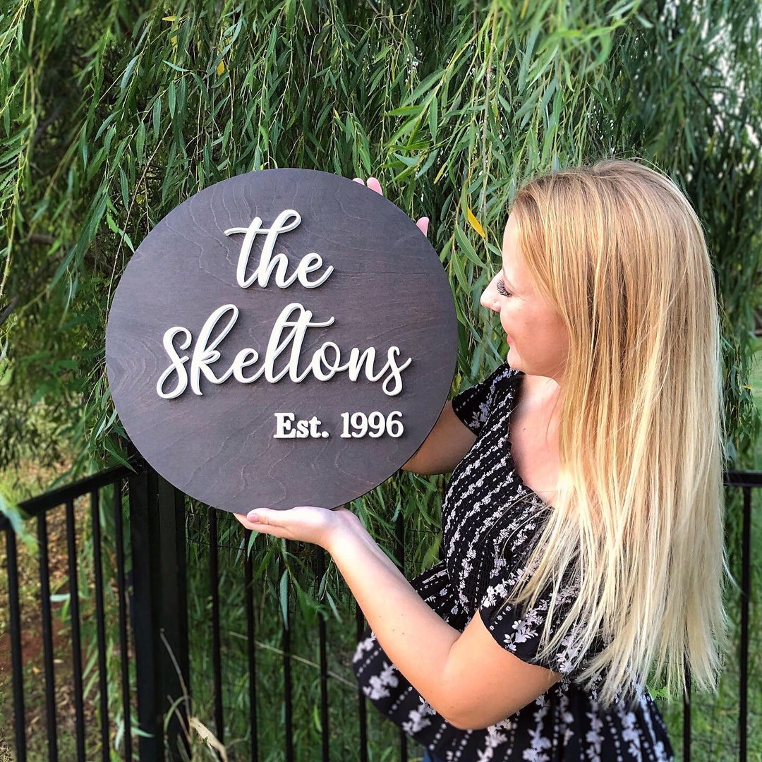 Established Wood Sign Custom Name Sign for Wedding Gift Round - Etsy