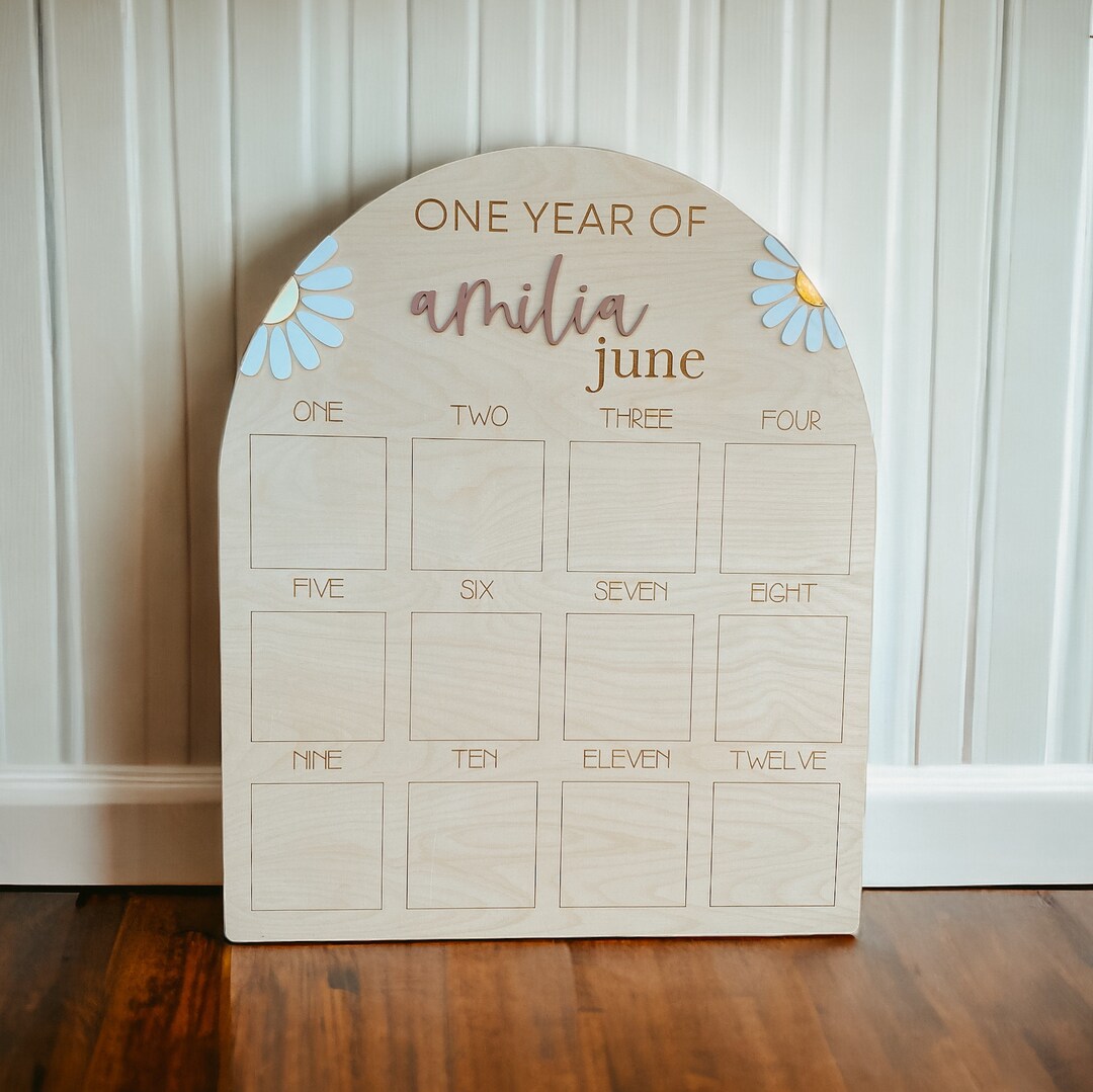 First Year Milestone Board, Daisy Photo Board, First Birthday Board ...