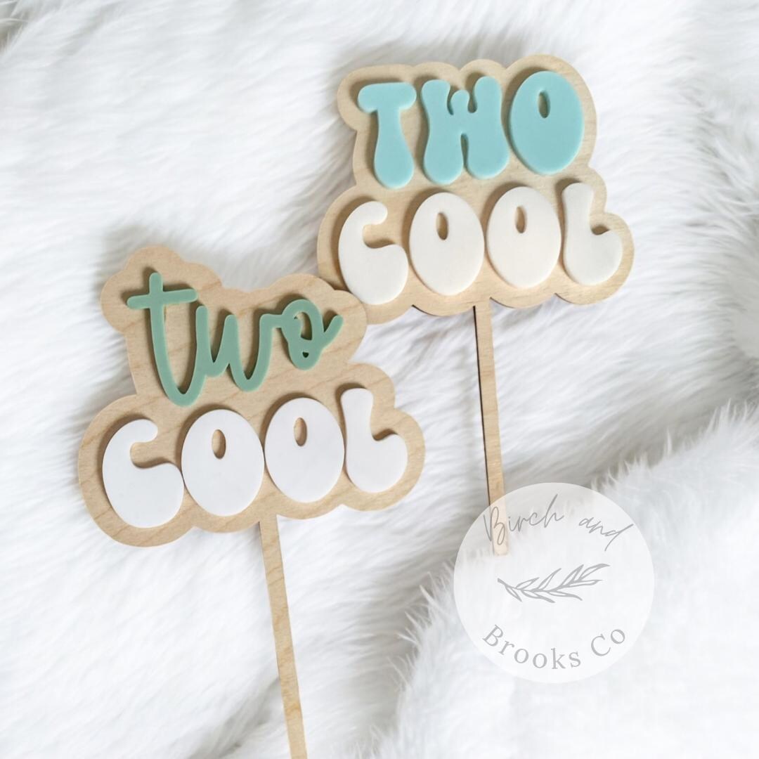 Second Birthday Cool Cake Topper 2nd Birthday Decor Two Cool Cake ...