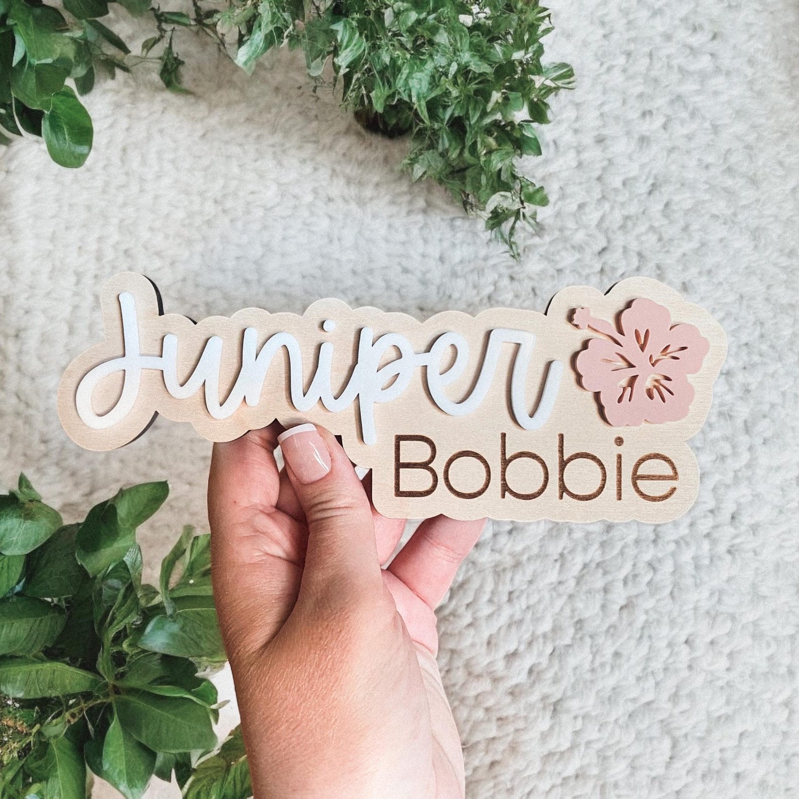 Hibiscus Flower Name Sign: Newborn Photo Prop, Birth Announcement - Etsy