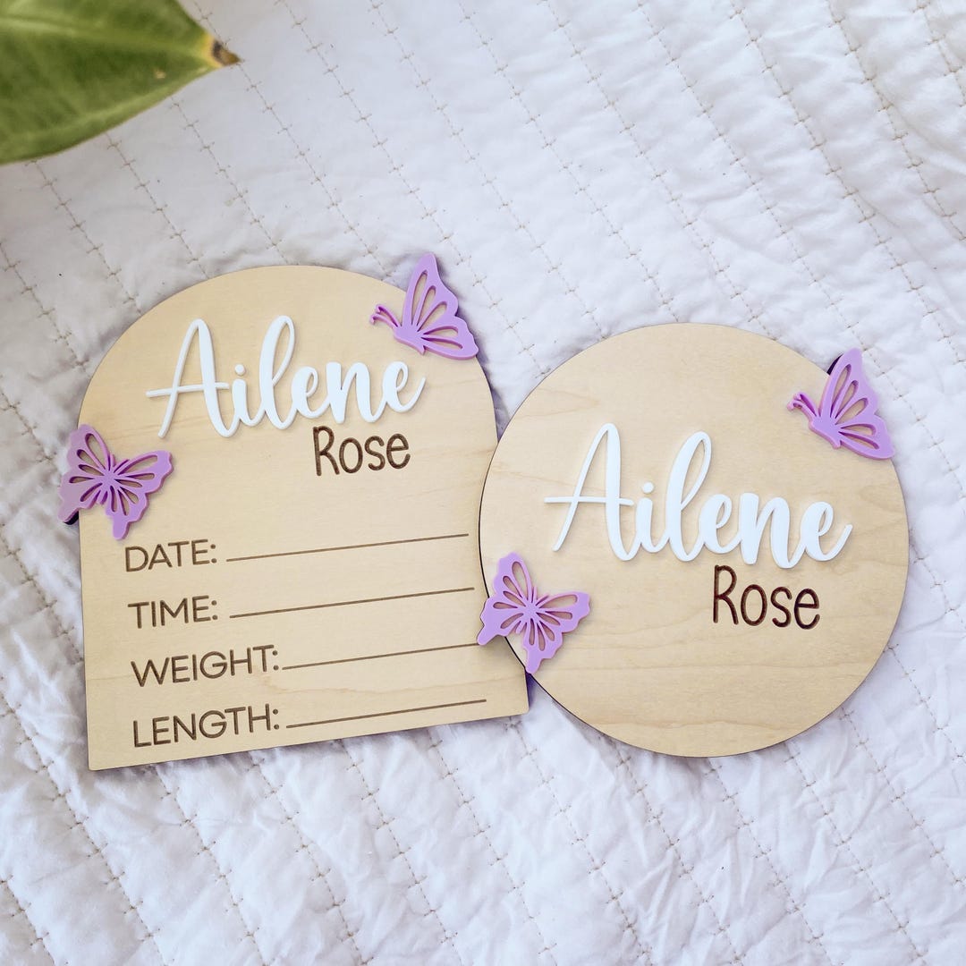 Butterfly Baby Name Sign: Custom Acrylic & Wood Nursery Decor - Etsy