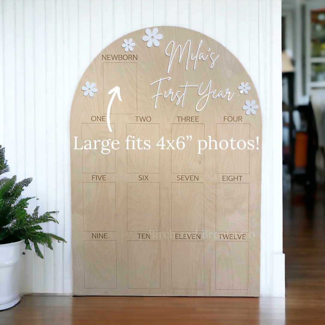 My First Year Arch Daisy Photo Board Large Fits 4x6 Photos One Year of ...