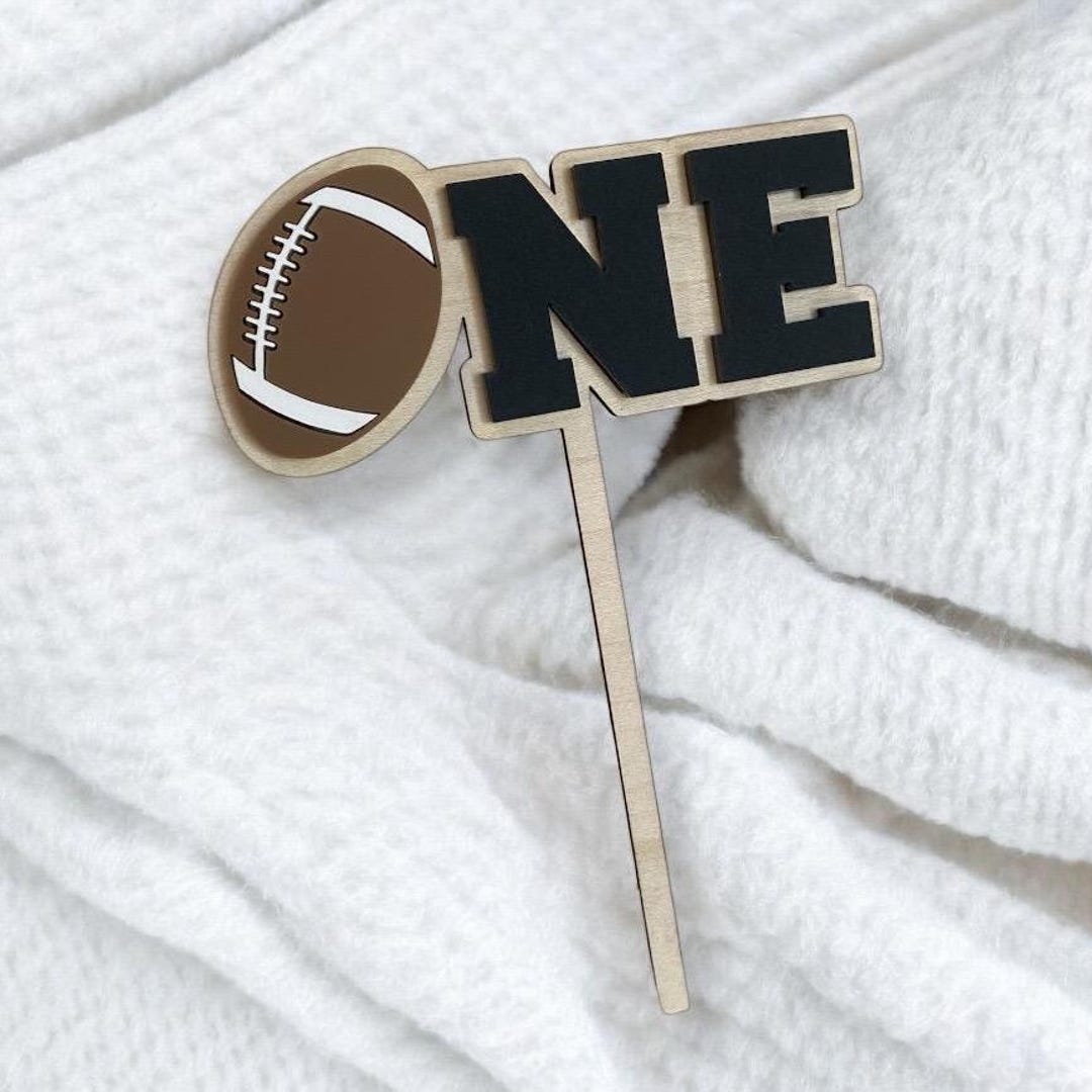 Football First Birthday Cake Topper: "first Year Down" Sports Theme - Etsy
