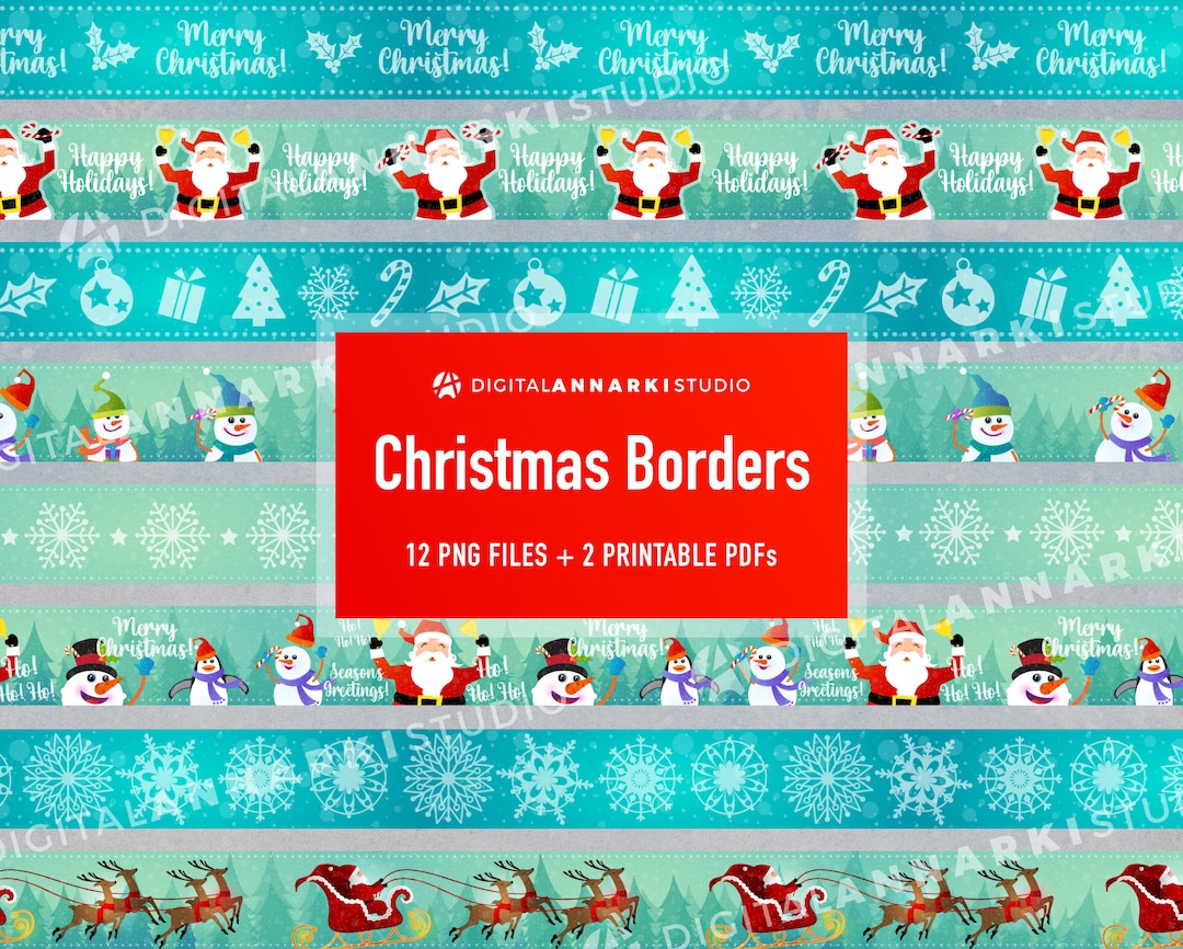 Digital Christmas Borders, Printable Stickers, Washi Tape, Scarpbooking ...