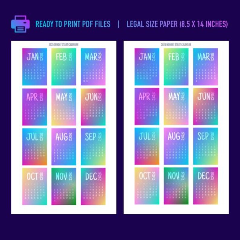 2025 Minimalistic Mini Monthly Calendar, 2025 Holographic Digital ...