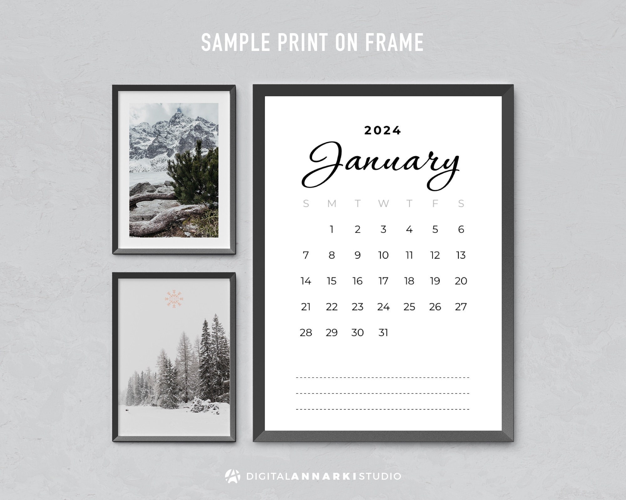 2024 Printable Calendar, Office Home Monthly Calendar, A4 Calendar ...