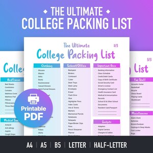 Printable College Packing List, College Planner, Back to School ...