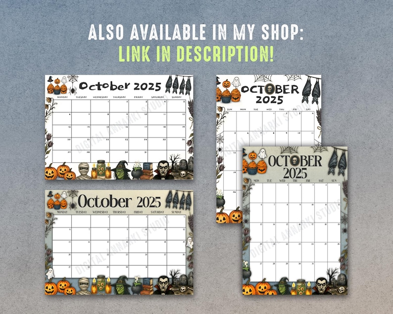 October 2025 Spooky Halloween Printable Calendar • Cute & Kid-friendly ...