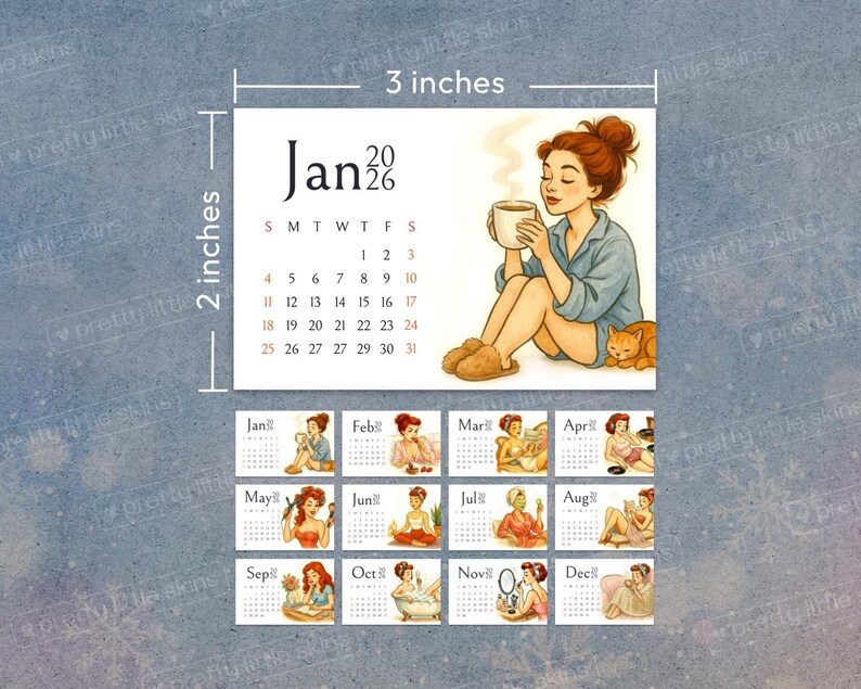 2026 Self-care Mini Printable Calendars - Etsy