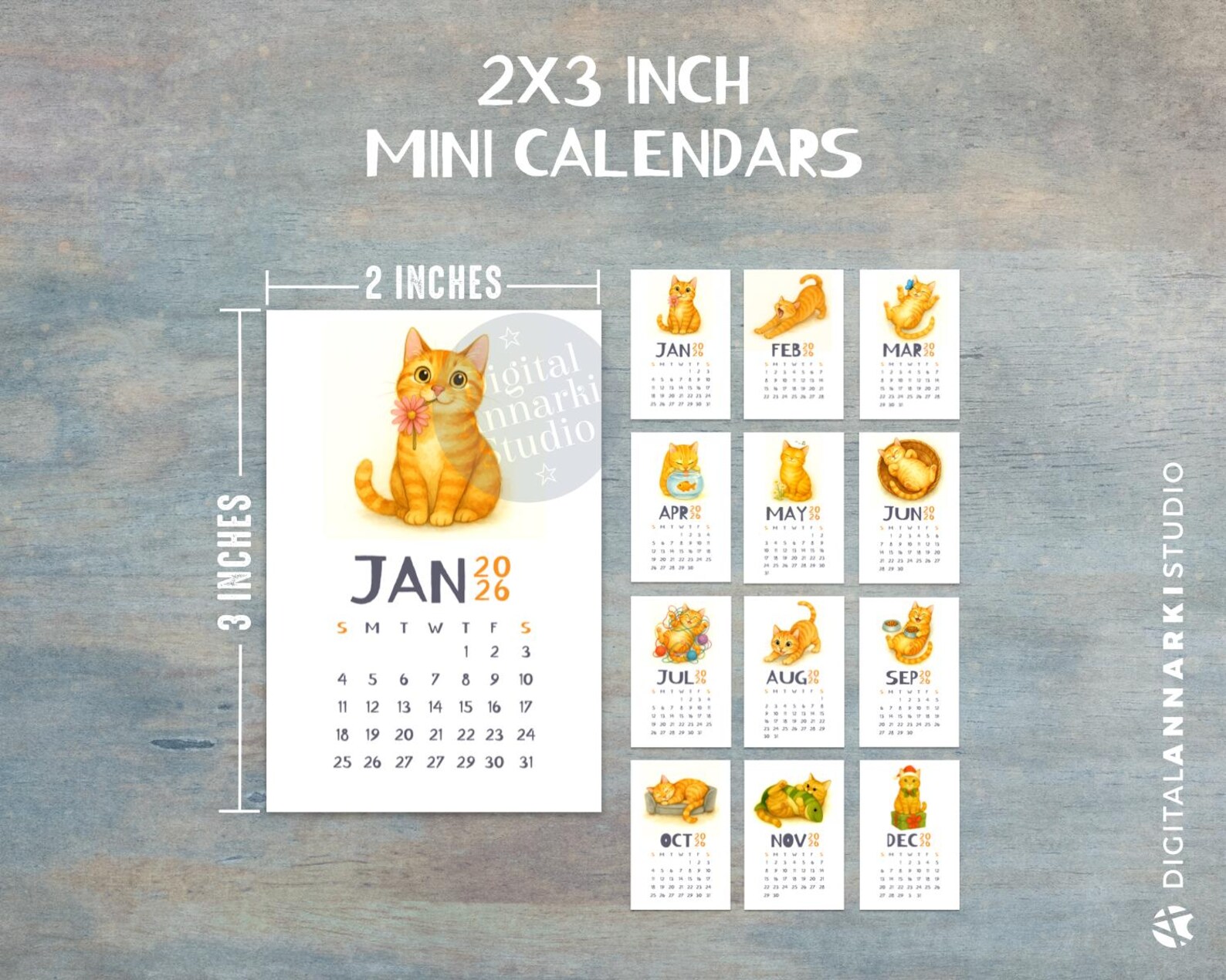 2026 Mini Calendar Printable 2x3: Minimalist Pocket Insert (PDF) - Etsy