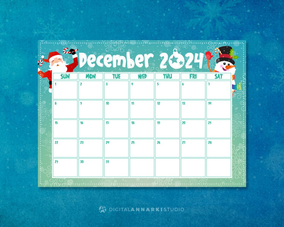 Printable PDF December 2024 Calendar, A4, Letter-size, Family Calendar ...