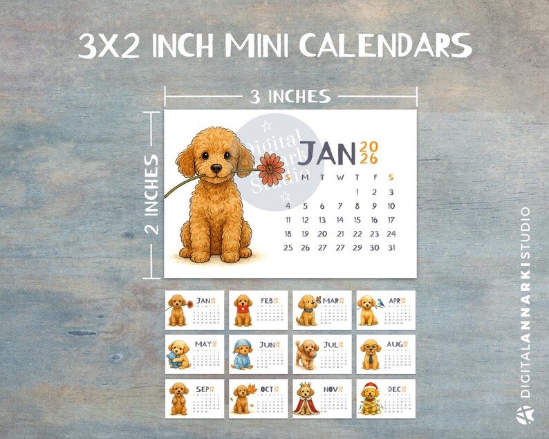 2026 Mini Calendar Printable | 3x2 Pocket Size (PDF) - Etsy