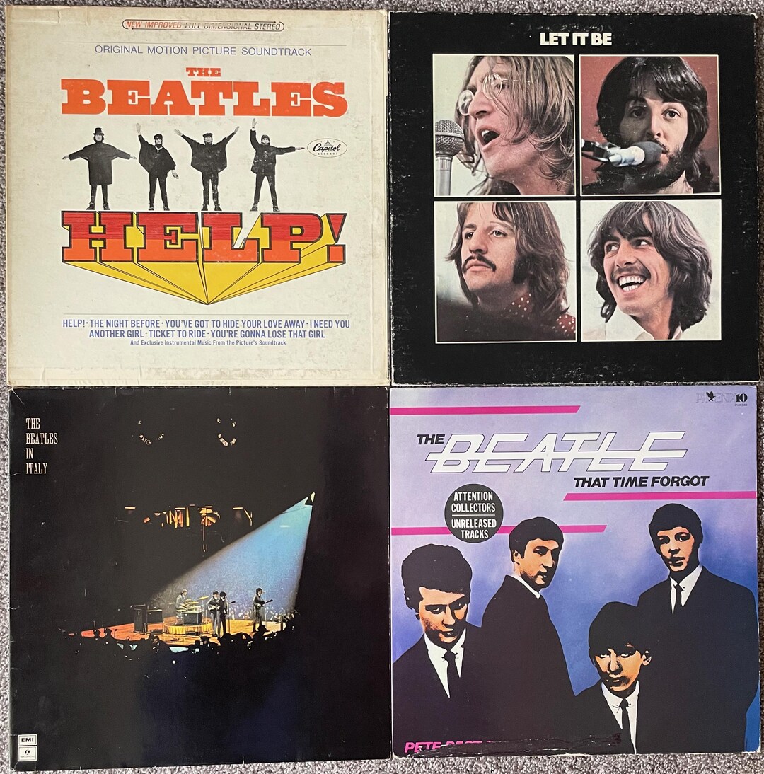 4 Early and Rare Beatles Vinyl LP Records Lot: Let It Be 1970 Help 1971 ...