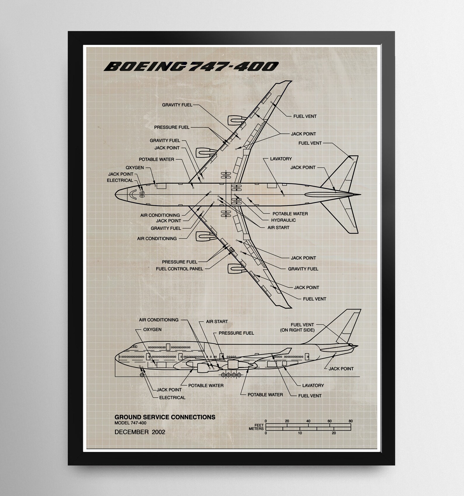 Blueprint Boeing 747-400 Year 2002 Aviation Blueprint | Etsy