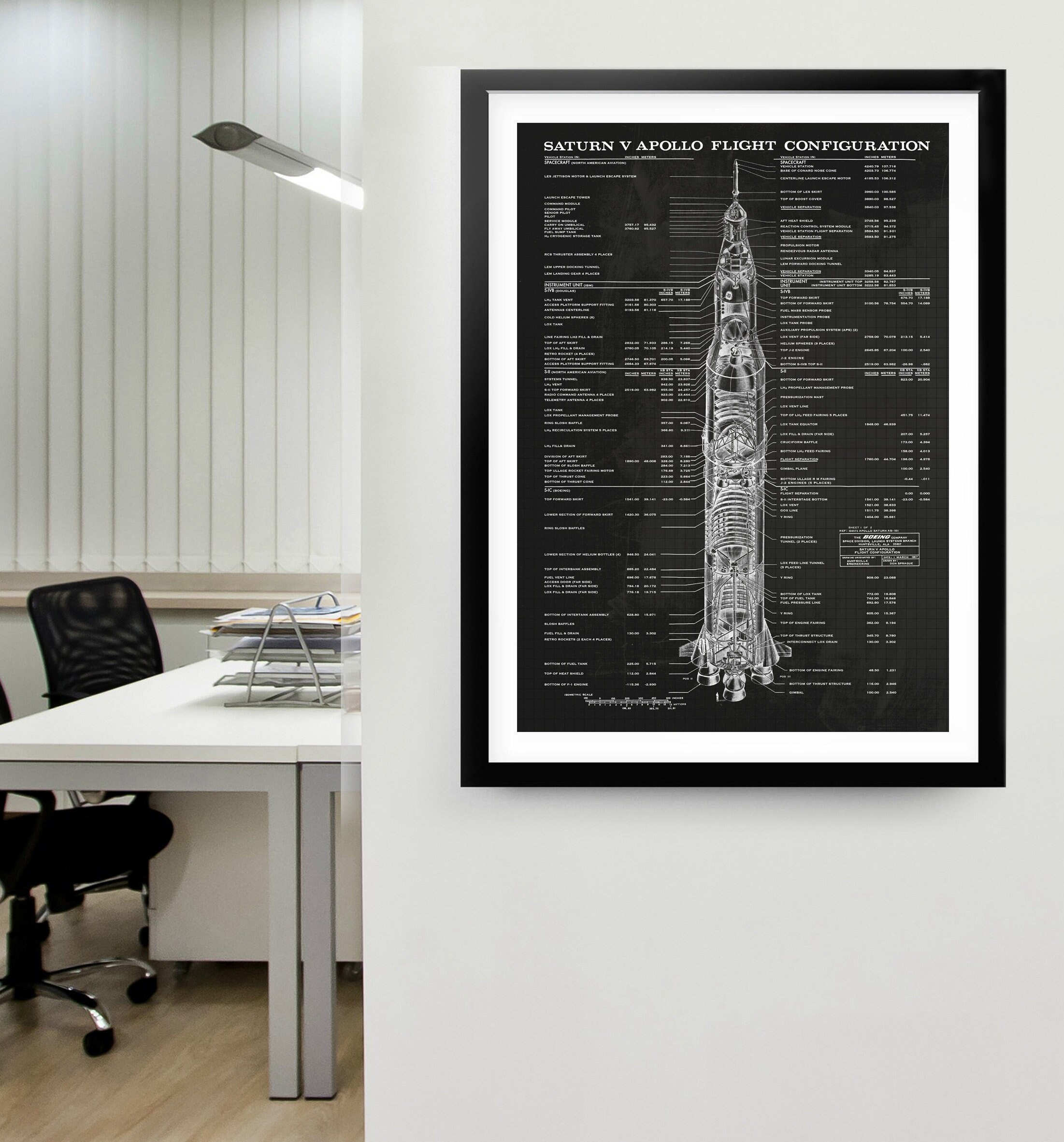 Blueprint Saturn V Rocket Nasa Apollo Flight Configuration | Etsy