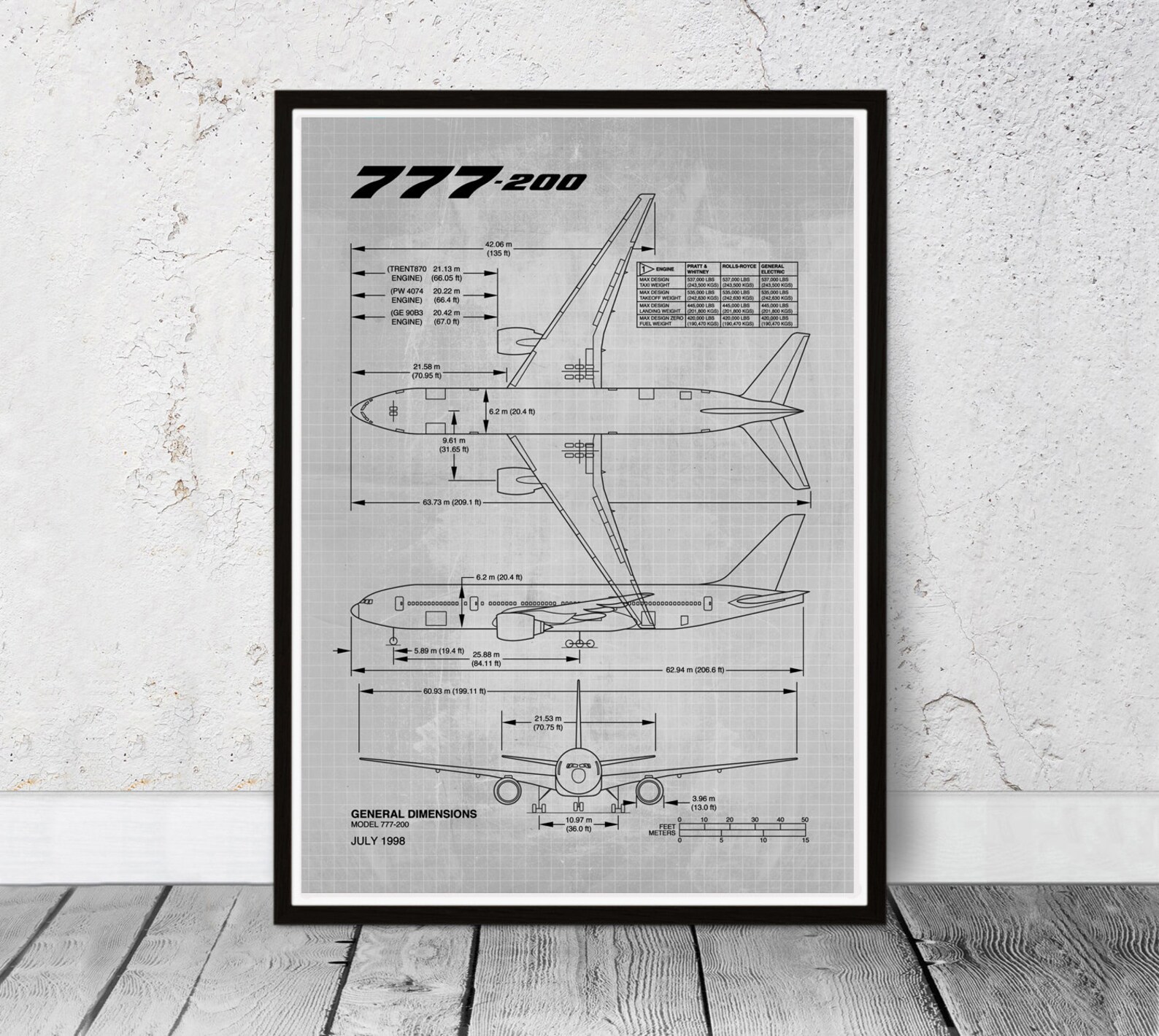 Blueprint Boeing 777 Poster Print. Aviation Posters. Airplane Posters ...