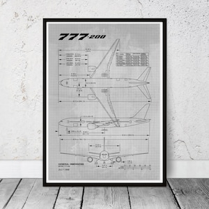 Blueprint Boeing 777 Poster Print. Aviation Posters. Airplane Posters ...