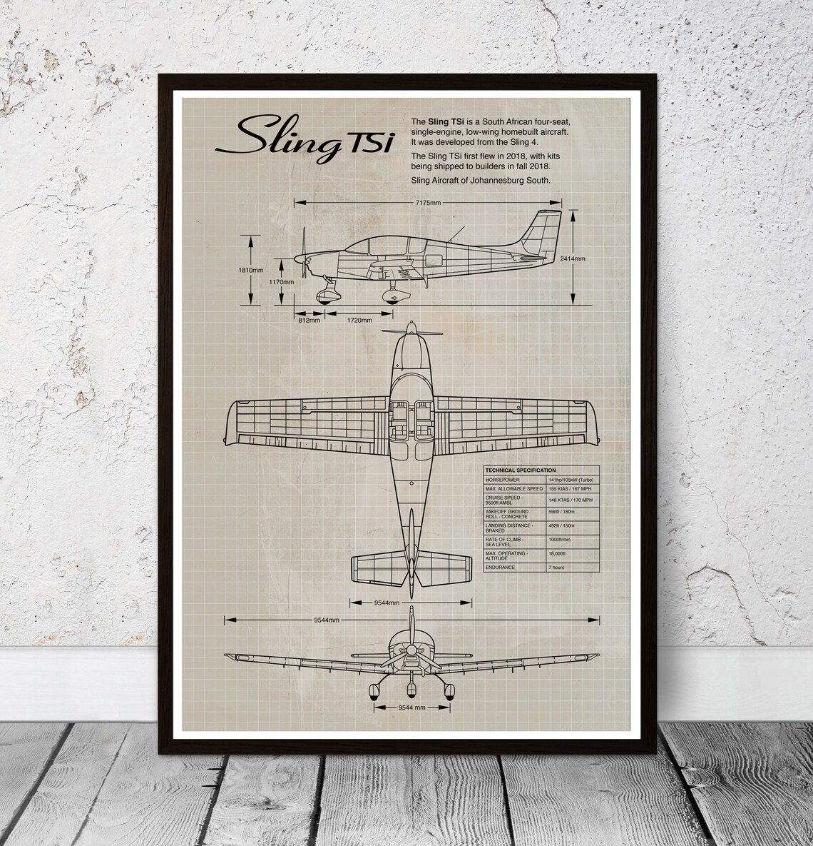 Blueprint Sling Tsi Poster Print. Aviation, Airplane. Gift Idea ...