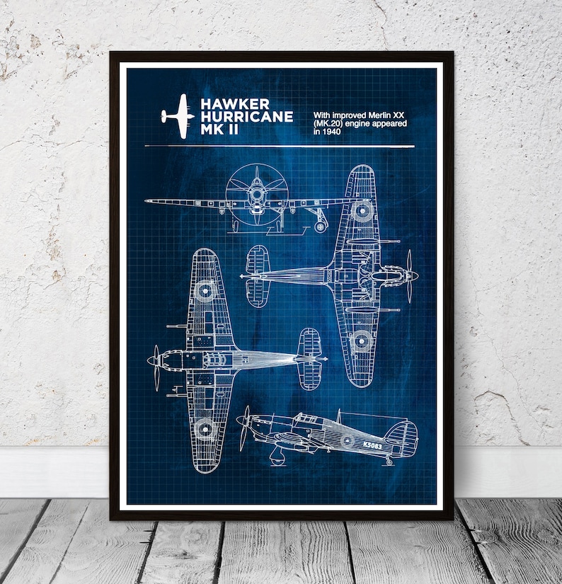 Blueprint Hawker Hurricane WW2 Aircraft. Hurricane MK II - Etsy UK