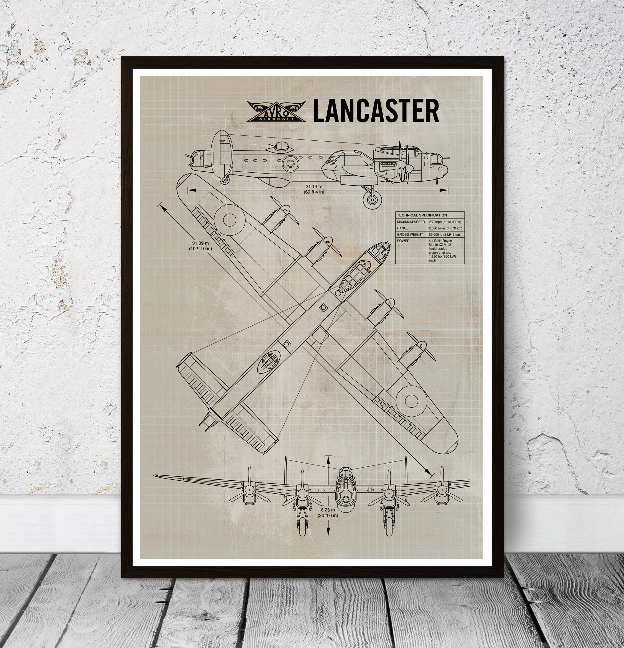 Blueprint Lancaster Bomber Avro Lancaster British WW2 Heavy - Etsy UK