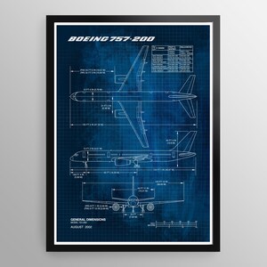 Blueprint Boeing 757 Poster Print. Aircraft Dimensions. - Etsy