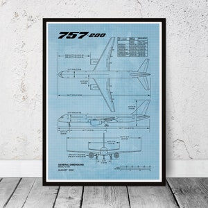Blueprint Boeing 757 Poster Print. Aircraft, Airplane, Aviation ...