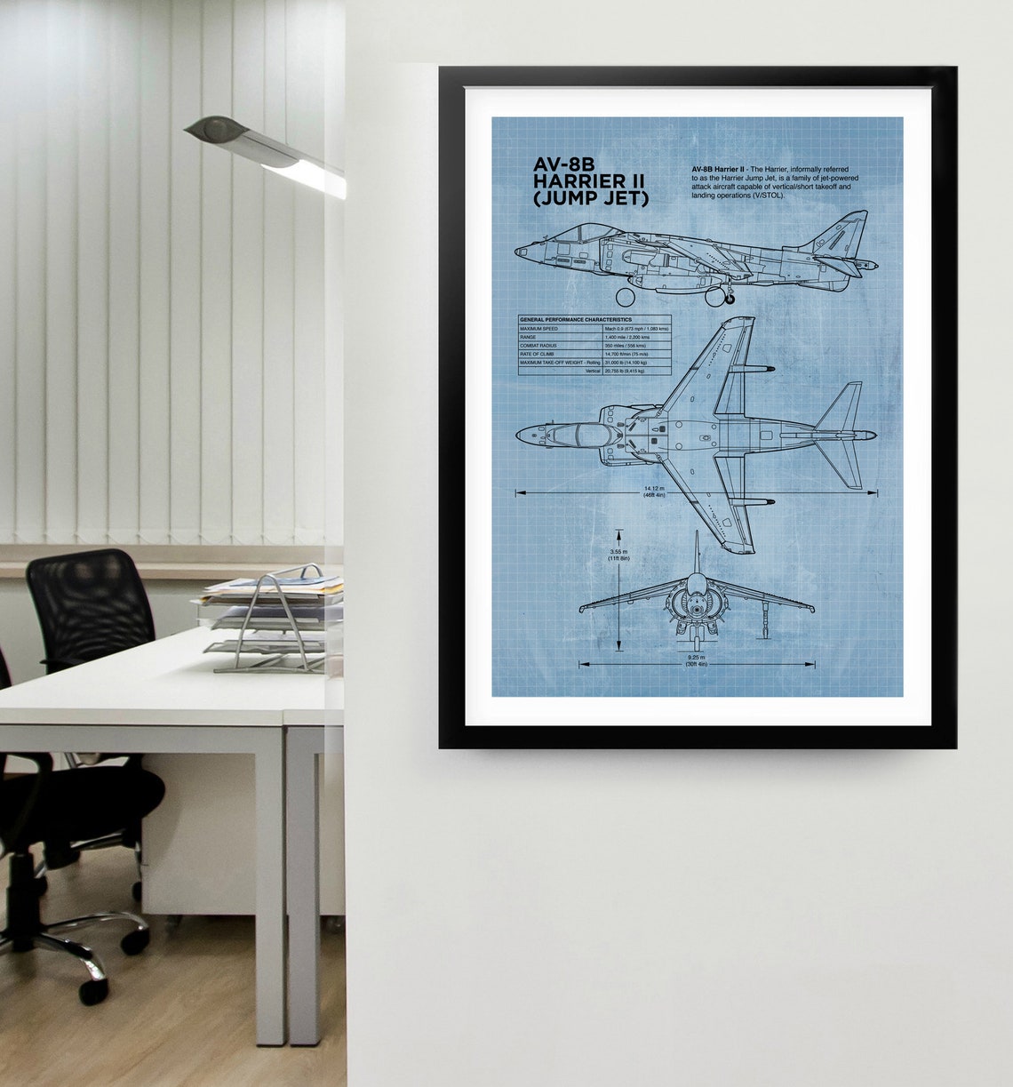 Blueprint Harrier Jump Jet Poster 1967 2003 Combat Attack - Etsy