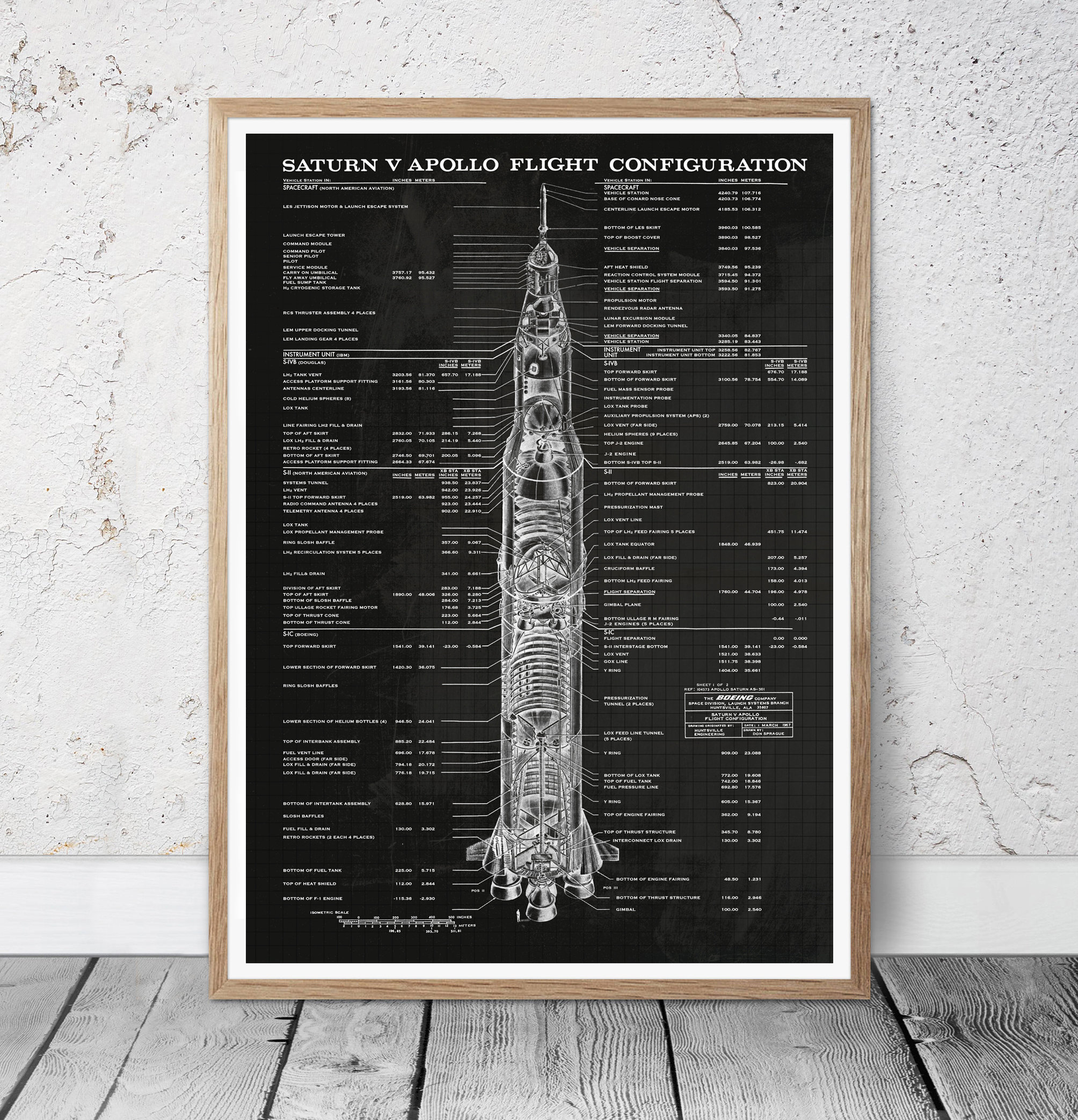 Blueprint Saturn V Rocket Nasa Apollo Flight Configuration, March 1967 ...