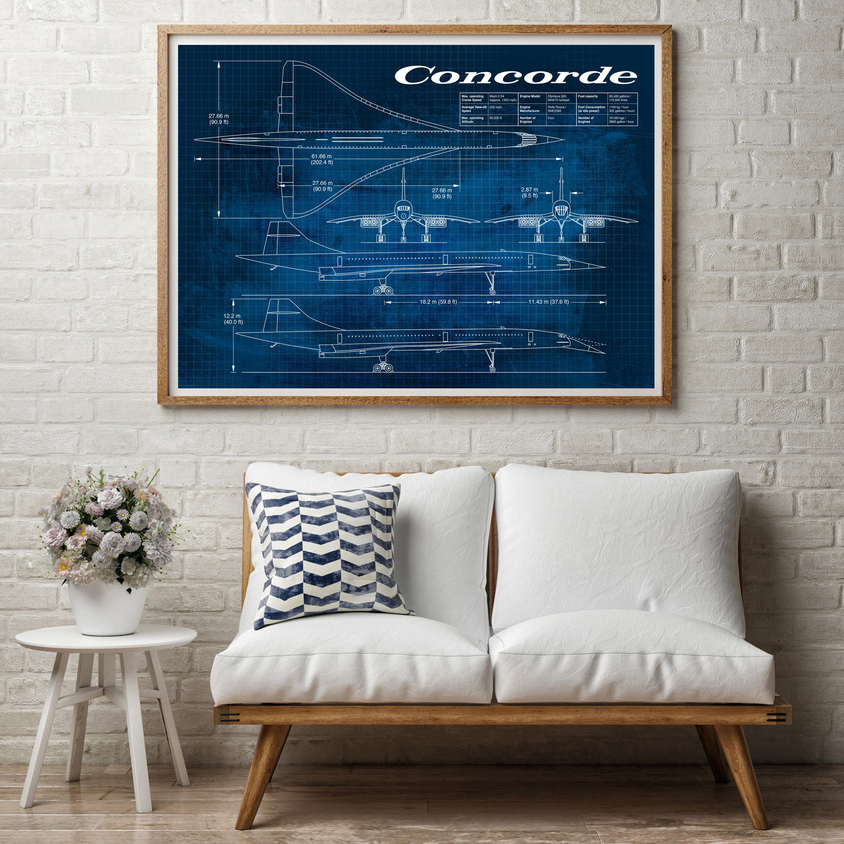Blueprint Concorde Poster Print. Supersonic Passenger | Etsy