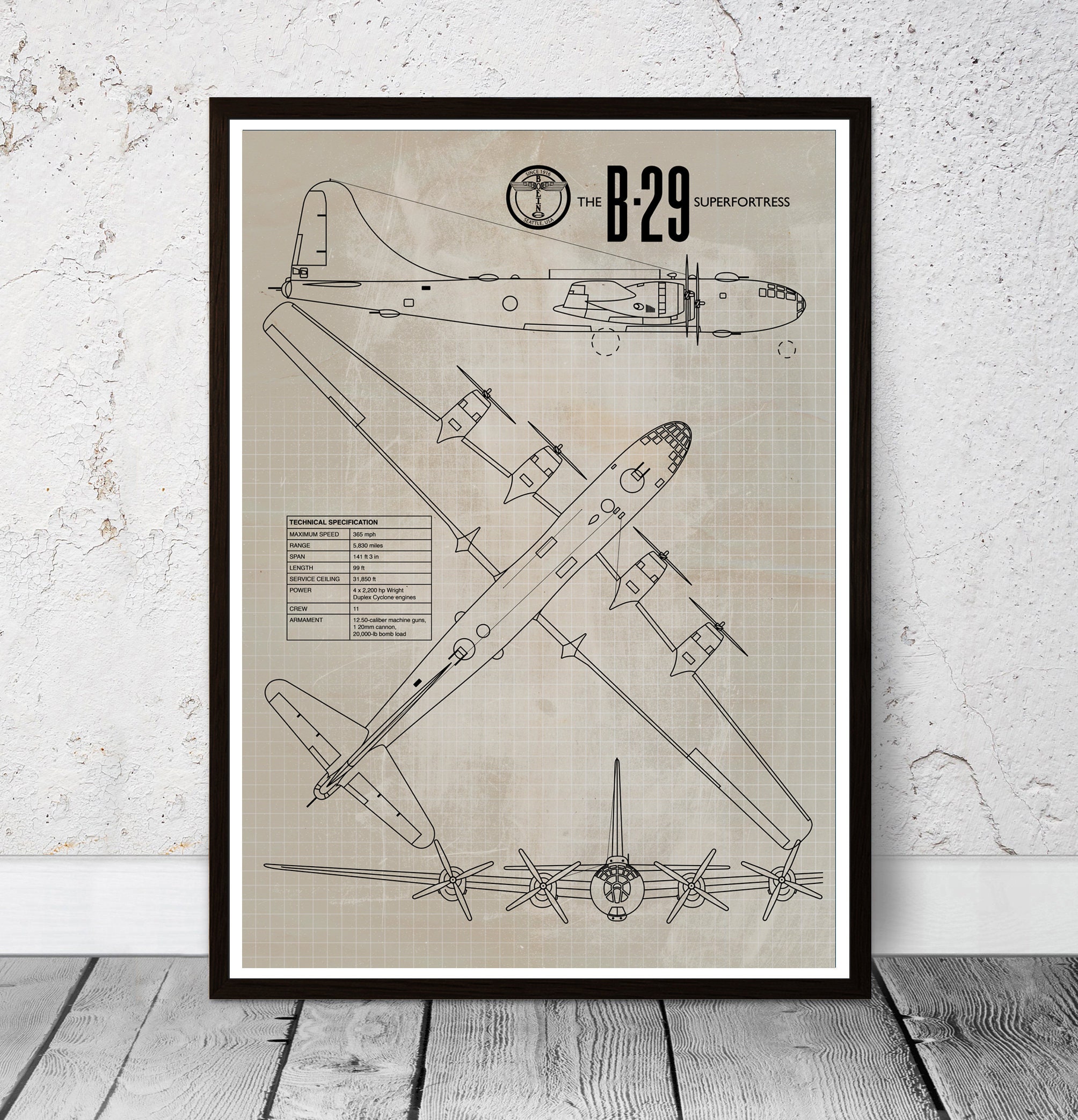 Blueprint B29 Boeing Superfortress WW2 Bomber Enola Gay. - Etsy
