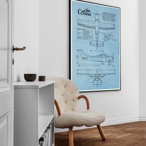 Blueprint Cessna 206 Poster, Aviation Gift. Birthday Gift. USA Single ...