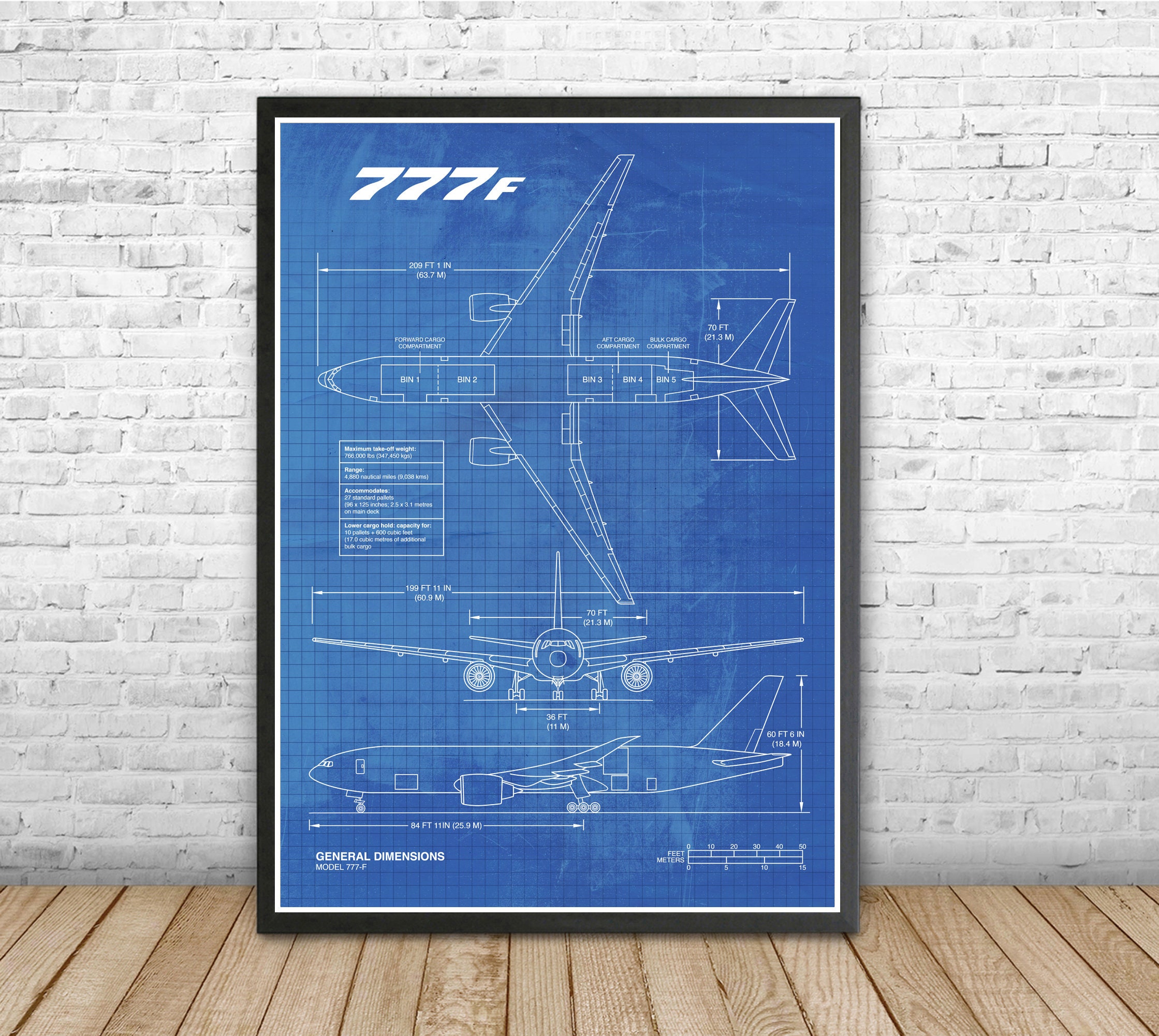 Blueprint Boeing 777F Freighter Poster Print. Aircraft - Etsy